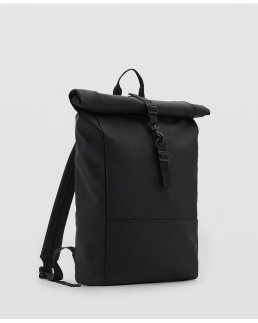 Mango Flap Closure Rubberized Backpack in Black for Men | Lyst