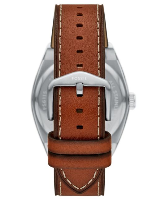Fossil Everett Three-hand Date Leather Watch in Blue for Men | Lyst