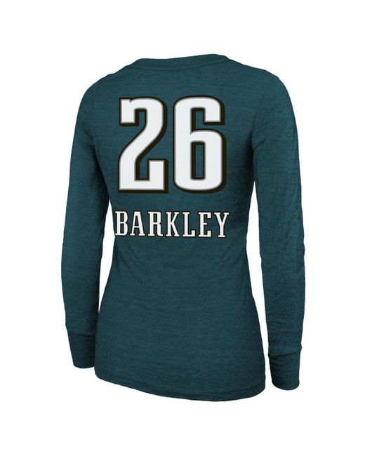 Majestic Saquon Barkley Philadelphia Eagles Super Bowl Lix Player Name Number Tri-blend Long ...