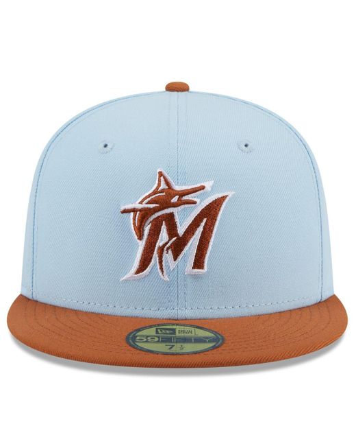 KTZ Light Blue/brown Miami Marlins Spring Color Basic Two-tone 59fifty ...