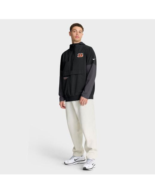 Nike Cincinnati Bengals Sideline Anorak Half-zip Hoodie Jacket in Black ...
