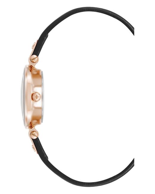 Anne Klein Quartz Black Essential Leather And Rose Gold-tone Alloy ...