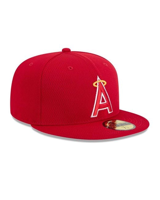 KTZ Los Angeles Angels 2025 Mlb Clubhouse 59fifty Fitted Hat in Red for ...