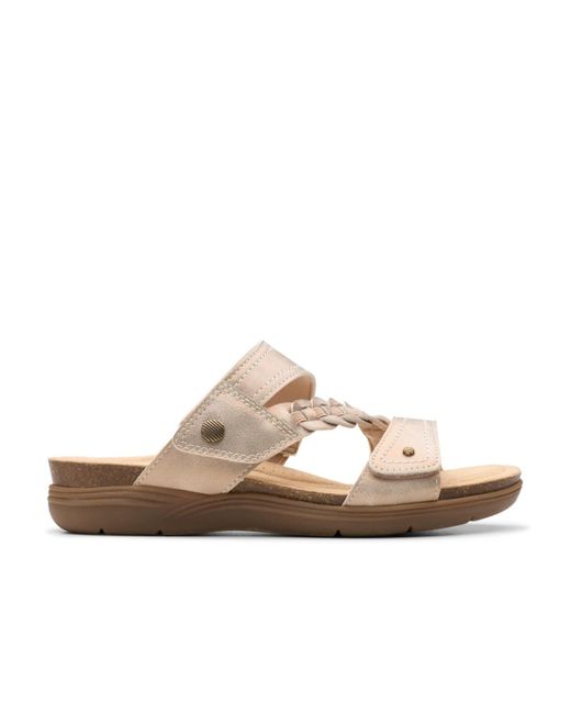 Clarks April Raelyn Slip On Flat Sandals in Brown | Lyst