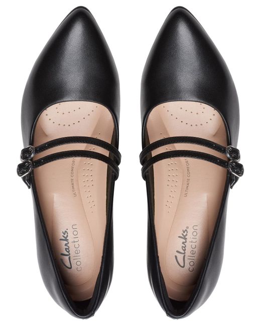 Clarks Kataleyna Joy Double-strap Pointed-toe Pumps in Black | Lyst