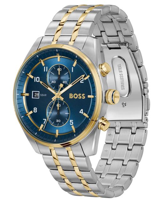 BOSS Skytraveller Quartz Chronograph Ionic Plated Thin Stainless-steel ...