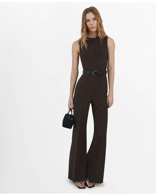 Mango Draped Detail Belt Jumpsuit in Black | Lyst