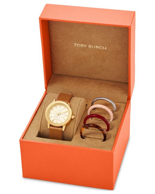 Tory Burch Gigi luggage Leather Strap Watch 28mm Interchangeable Set in ...