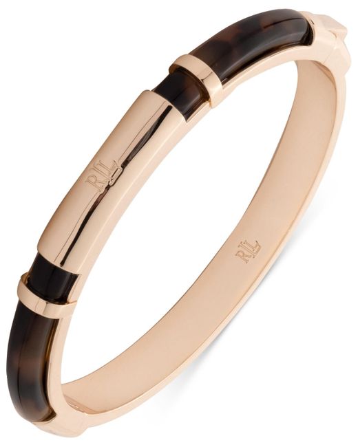 Ralph Lauren Gold-tone Tortoise Look Logo Bangle Bracelet in Metallic | Lyst