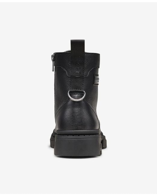 Karl Lagerfeld Pebble Grained Leather Apron Toe Work Boot in Black for ...
