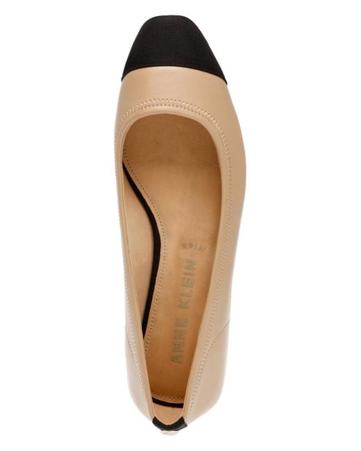 Anne Klein Carlie Almond Toe Ballet Flats in Natural | Lyst