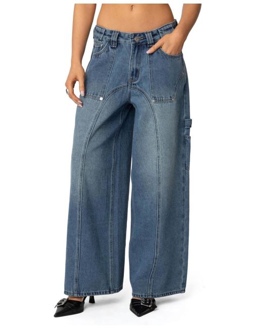 Edikted Tal baggy Low Rise Carpenter Jeans in Blue | Lyst