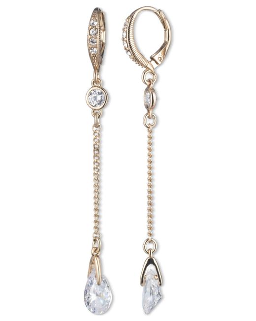 Givenchy Gold-tone Pave & Pear-shape Crystal Linear Drop Earrings in ...
