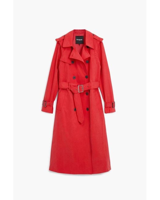 Desigual Detachable Trench Coat in Red | Lyst