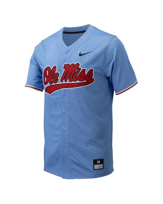 Nike Ole Miss Rebels Replica Full-button Baseball Jersey in Blue for ...