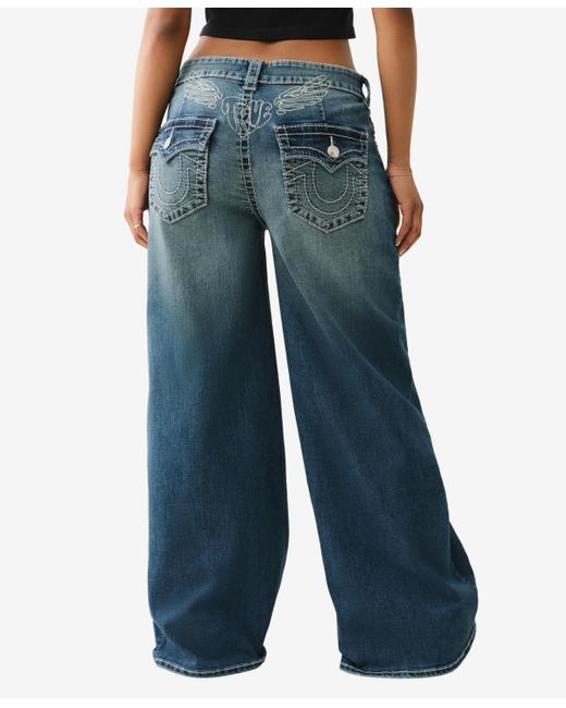 True Religion Jessie Wing baggy Big T Flap Jeans in Blue | Lyst