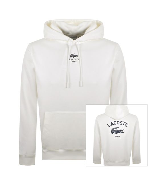 Lacoste Logo Hoodie Flour in White for Men | Lyst