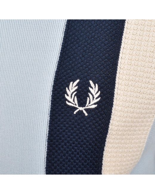 Fred Perry Multi Textured Knit Polo in Blue for Men | Lyst UK