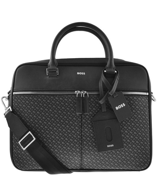 BOSS BUSINESS Boss Zair Monogram Document Case in Black for Men | Lyst