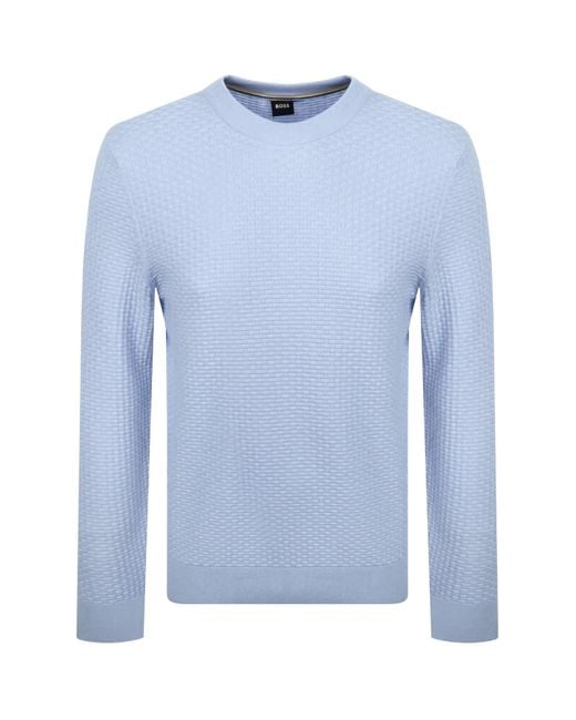 BOSS BUSINESS Boss Imberto Knit Jumper Light in Blue for Men | Lyst UK