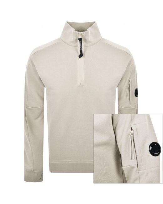 C.P. Company Cp Company Quarter Zip Sweatshirt in White for Men | Lyst UK