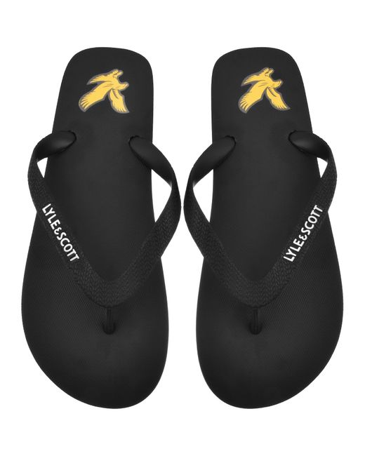 Lyle & Scott Logo Flip Flops in Black for Men | Lyst