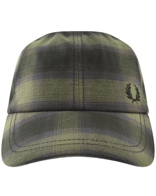 Fred Perry Blurred Check Cap in Green for Men | Lyst UK