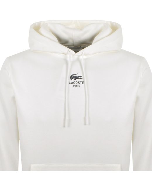 Lacoste Logo Hoodie Flour in White for Men | Lyst