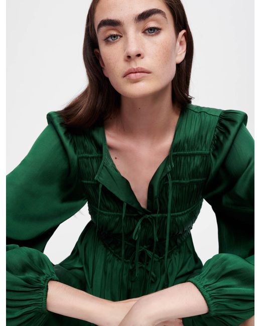 Maje Satin Dress Tie For Gathering In Green Lyst maje-satin-dress-tie-for-gathering-in-green-lyst