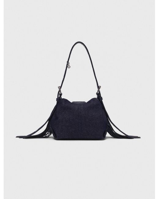 Maje Miss M Micro Denim Bag in White | Lyst UK