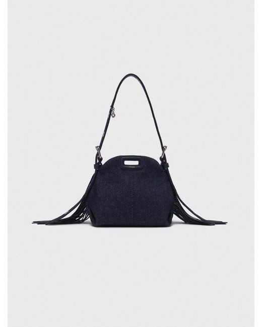 Maje Miss M Micro Denim Bag in White | Lyst UK