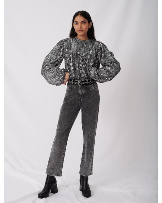 maje-denim-straight-cut-jeans-with-fancy-belt-in-anthracite-gray-lyst