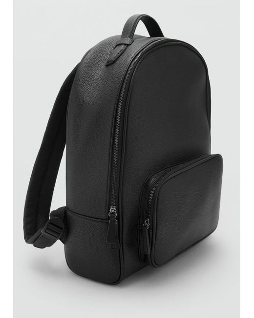 Mango Leather-Effect Backpack in Black for Men | Lyst