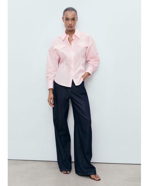 Mango Shirt With Pleats And Pockets in White | Lyst