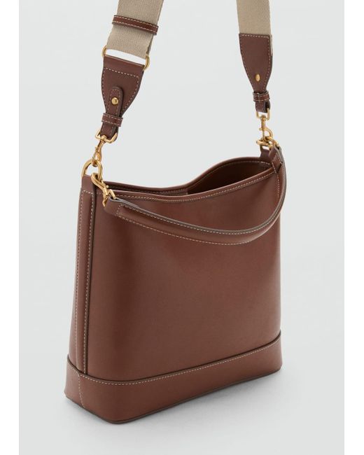 Mango Large Bucket Bag in Black | Lyst