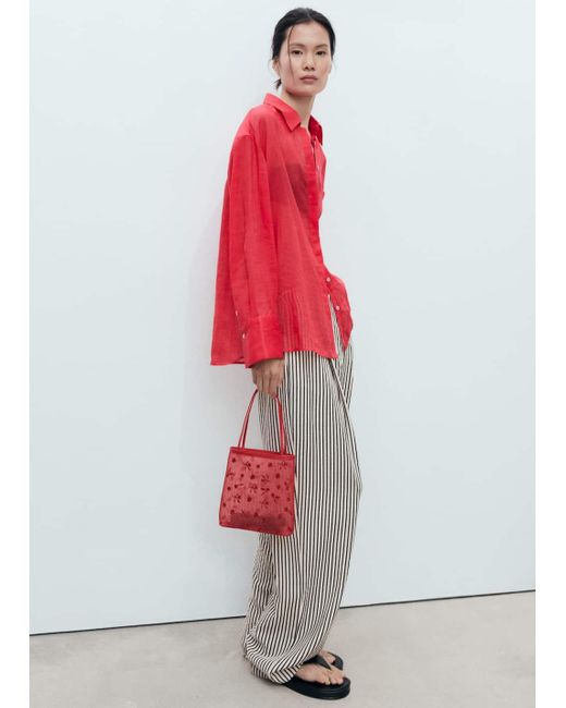 Mango Flower-Embroidered Mesh Bag in White | Lyst