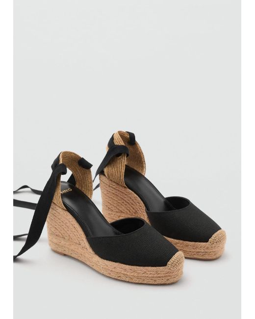 Mango Combined Tied Wedges in Black | Lyst