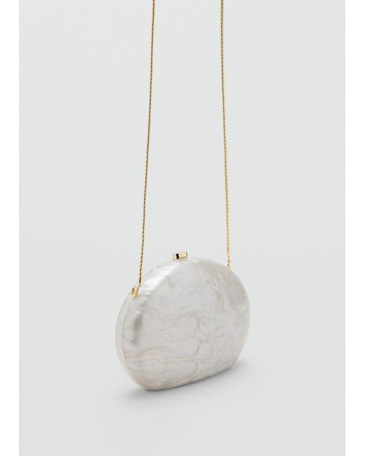 Mango Oval Clutch Bag in White | Lyst