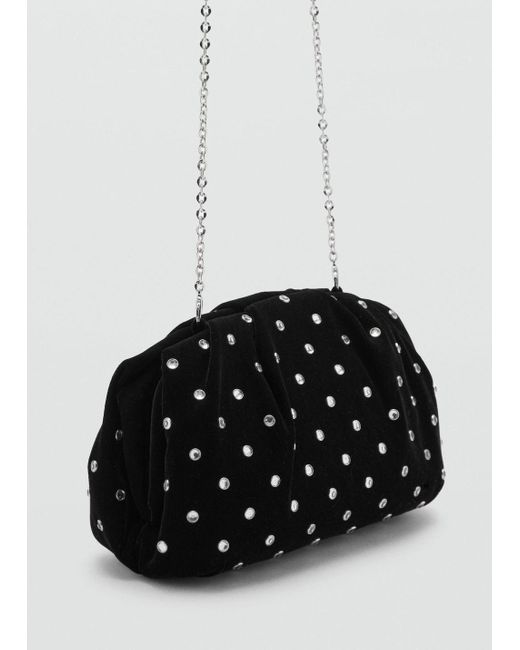 Mango Velvet Clutch With Rhinestones in Black | Lyst UK