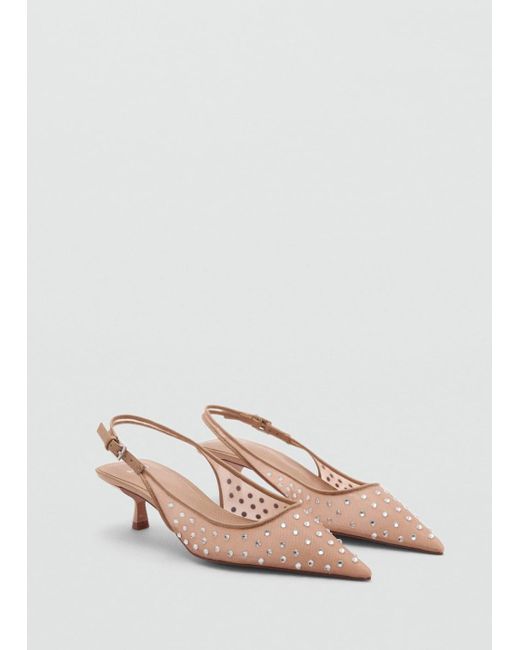 Mango Crystal Heel Shoe Nude in Pink | Lyst