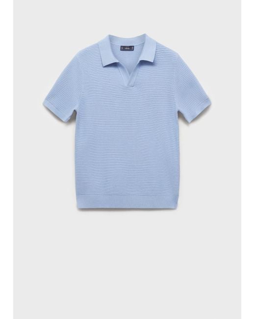 Mango 100% Cotton Knitted Polo Structure in Blue for Men | Lyst