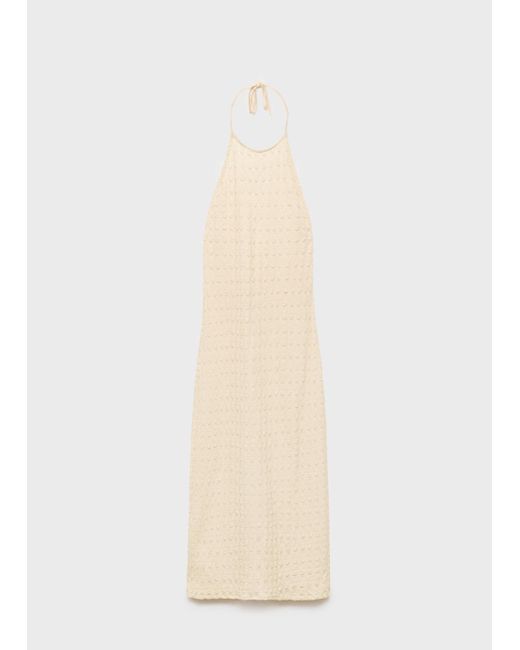 Mango Halter-Neck Crêpe Dress in Gray | Lyst