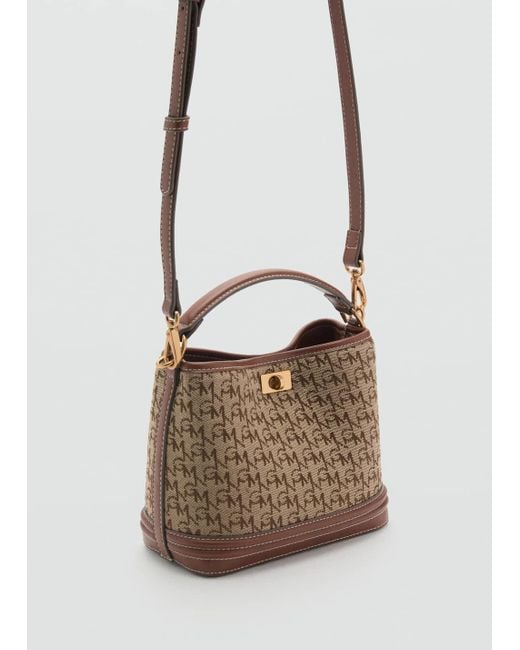 Mango Mini Shopper Bag With Printed Logo in White | Lyst
