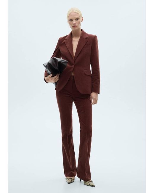 Mango Velvet Suit Jacket Wine in Red | Lyst