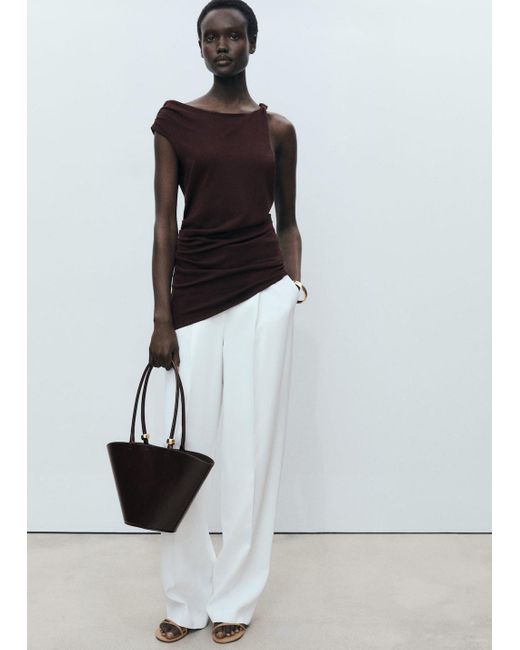 Mango Shopper Bag With Metallic Detail in White | Lyst