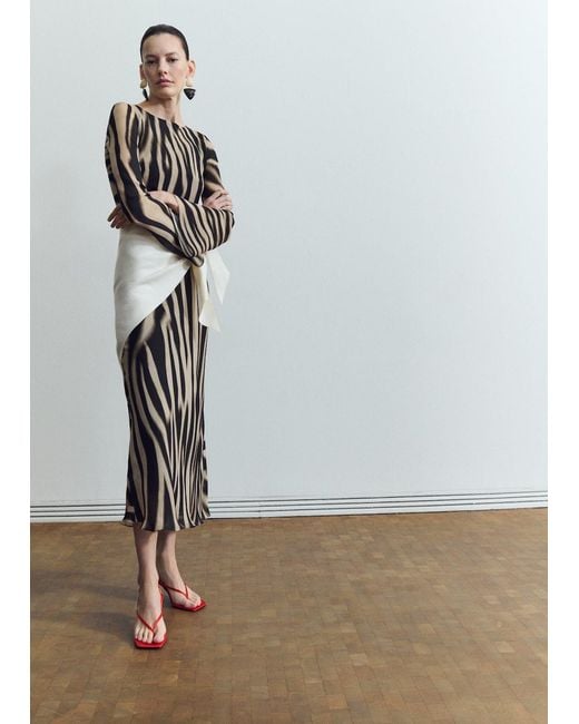 Mango A-Line Animal-Print Dress in Grey | Lyst UK