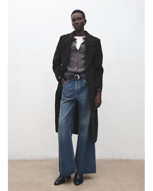 Mango Double-Breasted Wool Coat in Blue | Lyst UK
