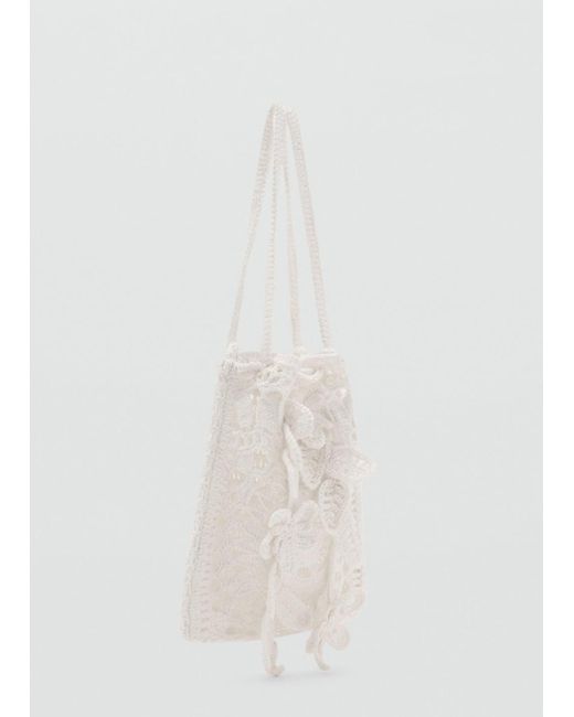 Mango Crochet Handbag in White | Lyst