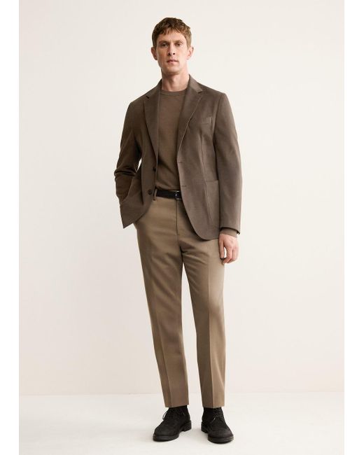 Mango Structured Slim Fit Cotton Blazer in Natural for Men | Lyst UK