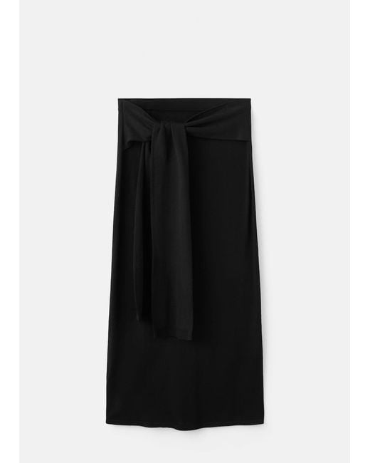 Mango Knitted Skirt With Knot Detail in Black | Lyst UK